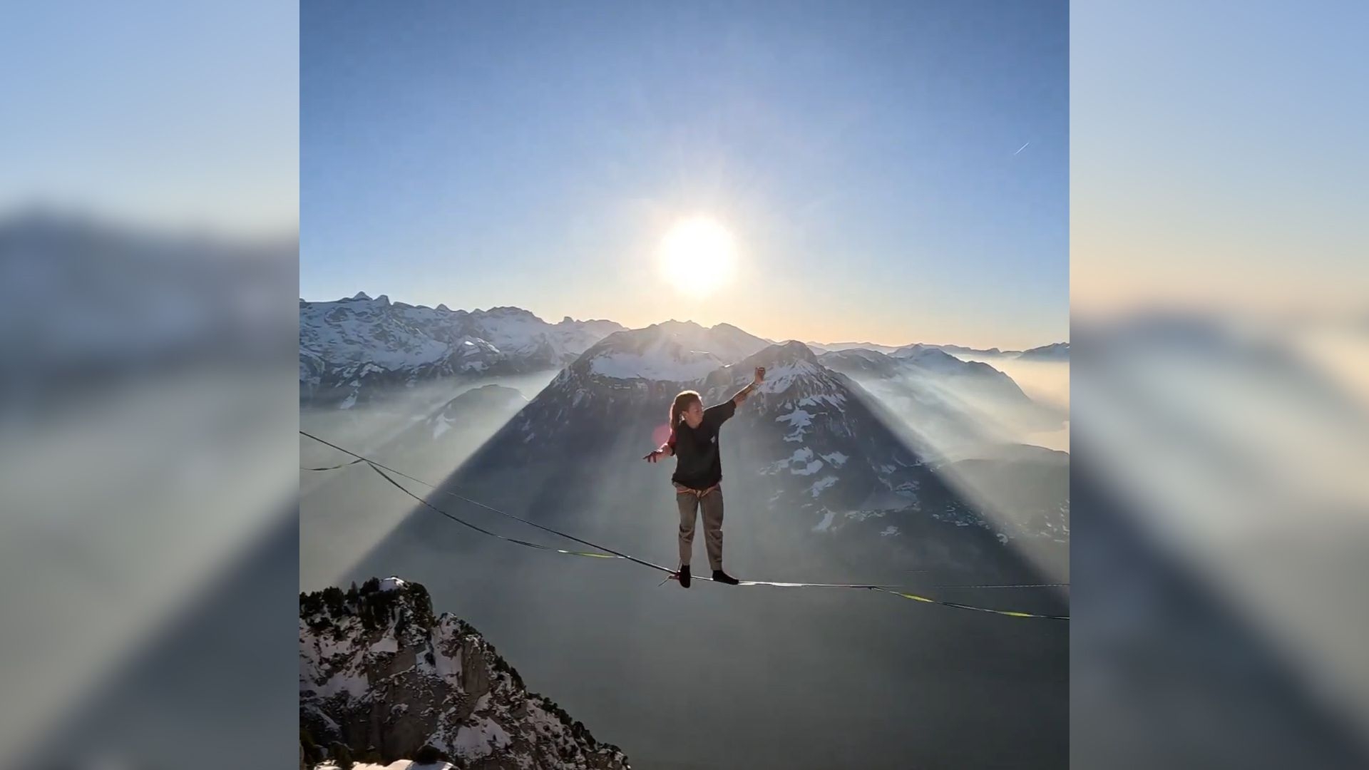 Slackliner verblüffen Besucher am Fronalpstock mit gewagten Stunts