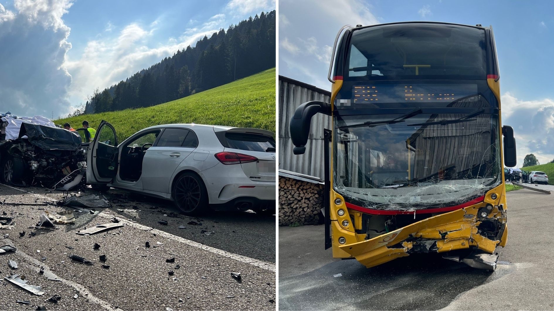 Schwerer Unfall am Ricken mit drei Toten: PW gegen Postauto